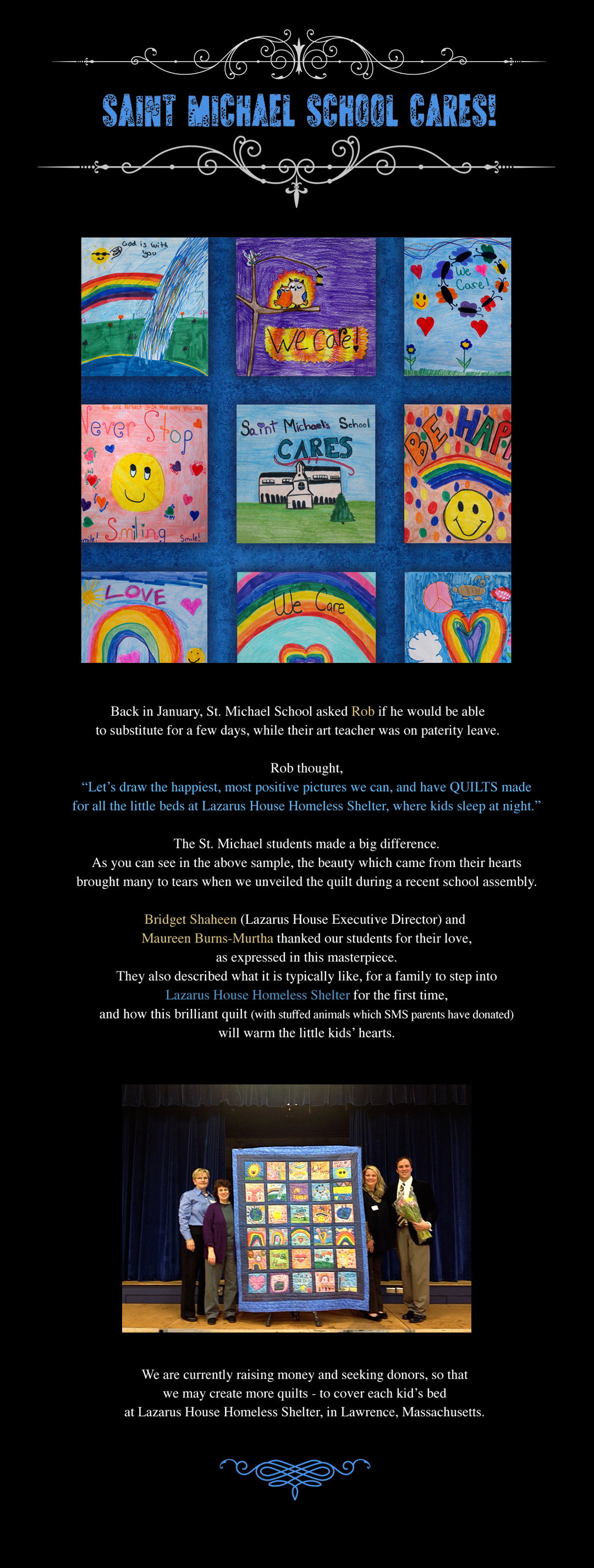 Quilt Masterpiece for Lazarus House, (Homeless Shelter)